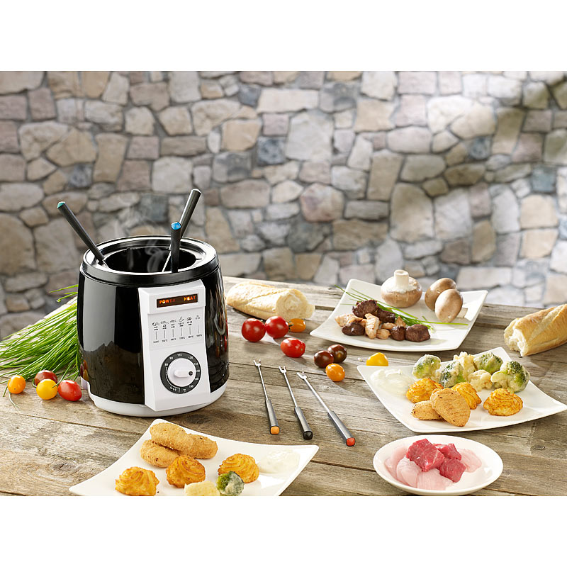 Mini Fritteuse: Kompakte Tisch-Fritteuse mit Fondue-Set, 0,9 Liter, 840 ...
